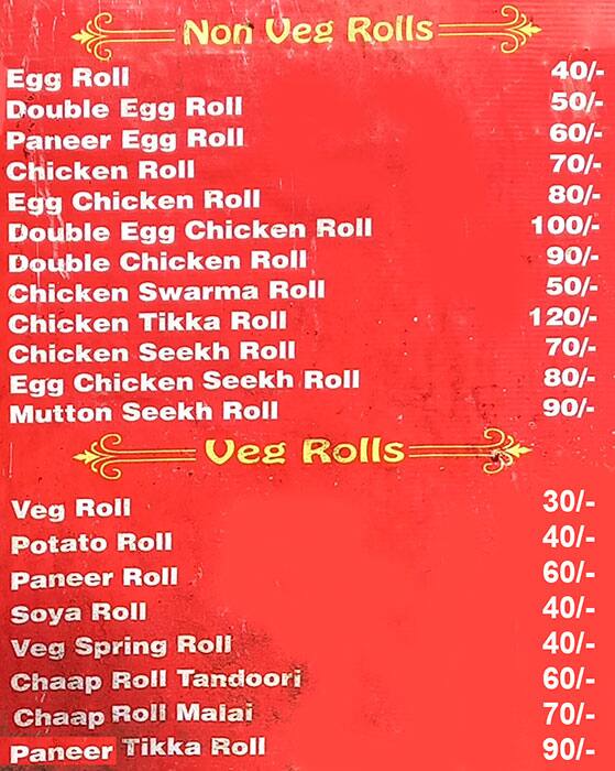 Menu of Raman Kolkata Kathi Rolls, Sector 35, Faridabad