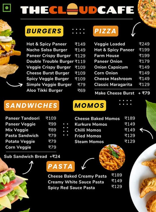 Menu at The Cloud Cafe, Jammu