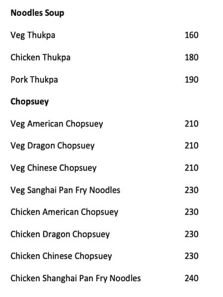 Menu of Coke Cho, Jakkur, Bangalore