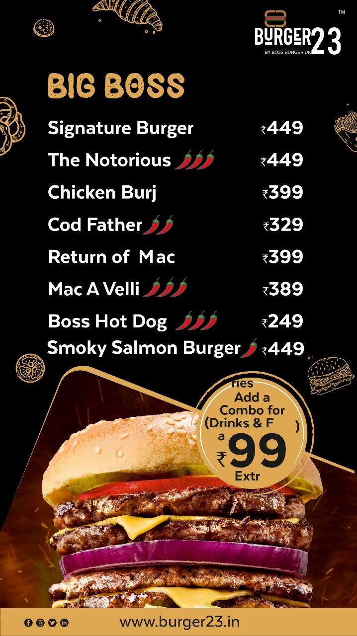 Menu at Burger 23, Chennai