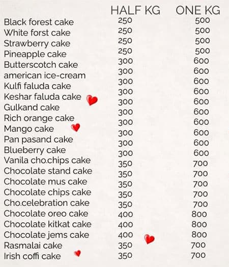 Menu of Cake Story, Hadapsar, Pune