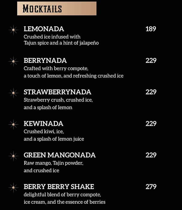 Menu of Roger That, Mogappair, Chennai