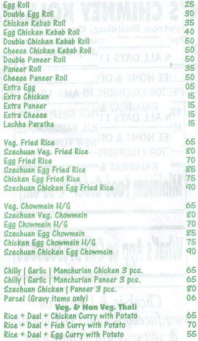 Menu at LG's Chimney Kolkata, Kolkata