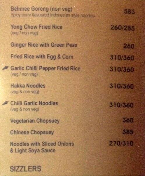 Menu at AB's Oriental Lounge, Chandigarh