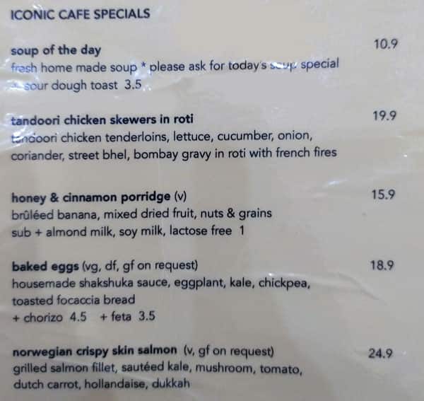 Menu at Iconic Cafe, Parramatta, 159-175 Church St