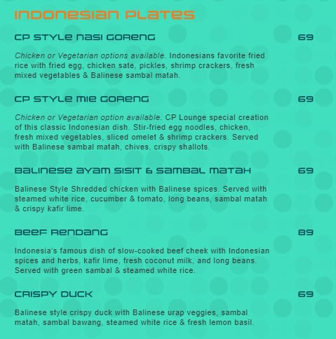 Menu at CP Lounge Ubud cafe, Bedulu