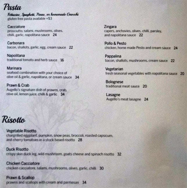 Menu at Augello's Balwyn Ristorante & Pizzeria, Balwyn