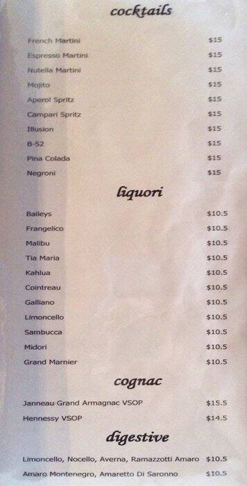 Menu at Marinara Restaurant, Clayfield