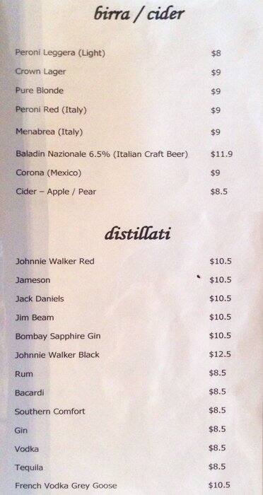 Menu at Marinara Restaurant, Clayfield