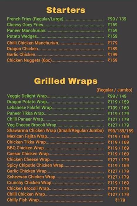 Menu of Alam Grilled Wraps, Teynampet, Chennai