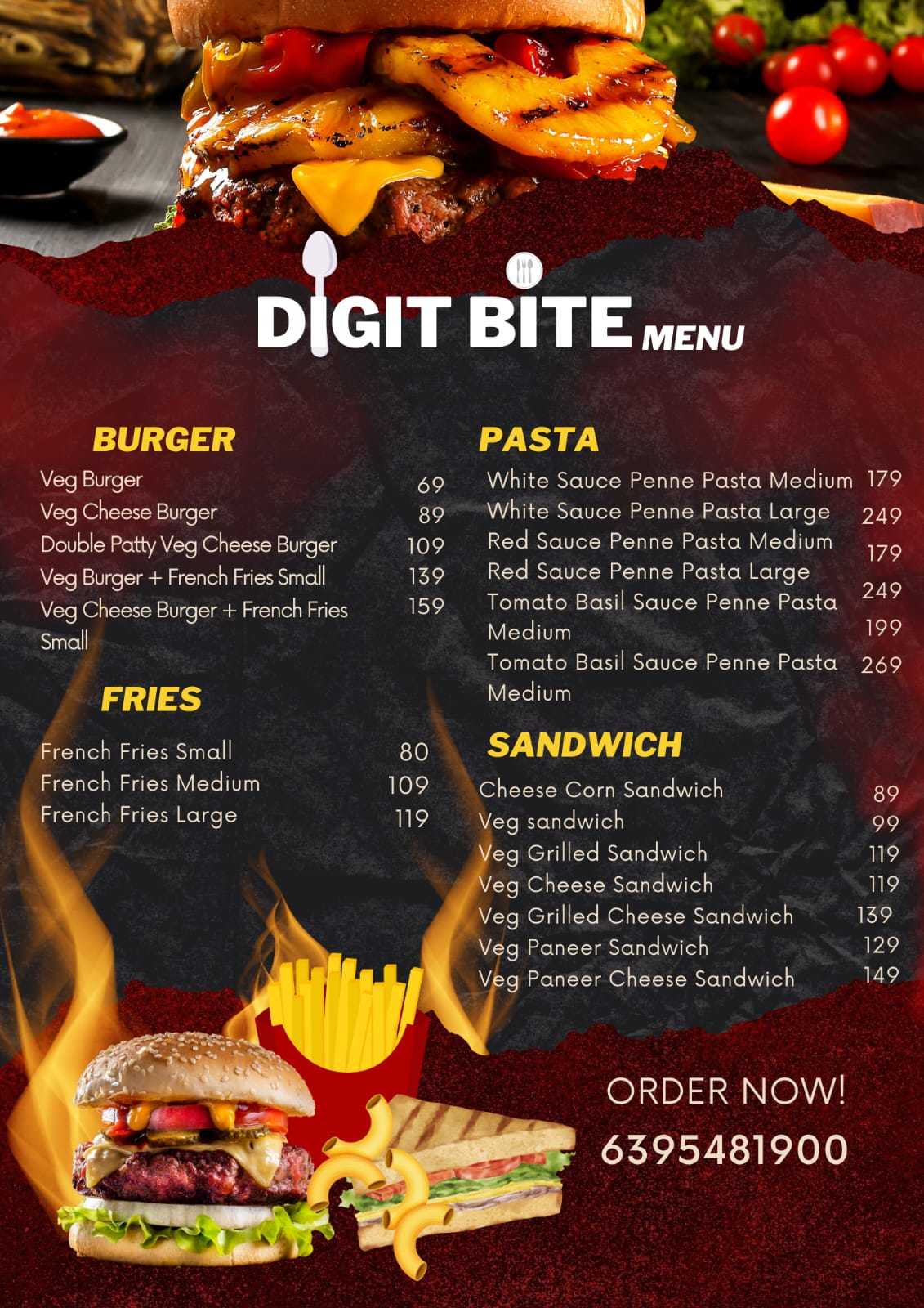 Menu of Digit Bites, Sector 43, Gurgaon