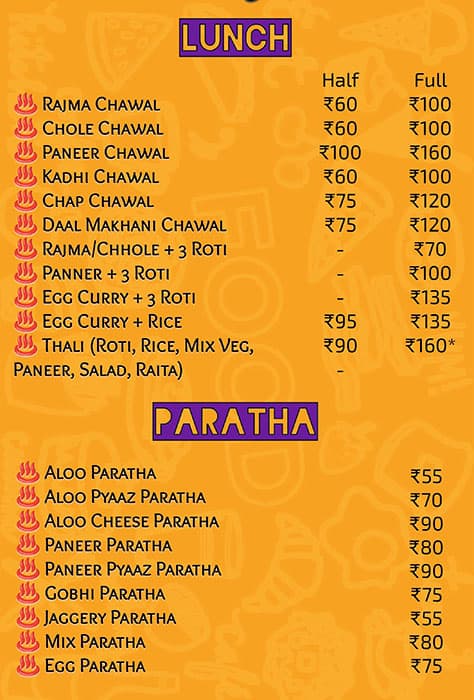 Menu of The Hunger's Hut, Moti Nagar, New Delhi