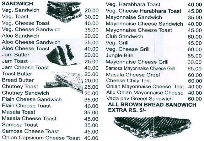 Menu at LMS Sandwich Corner, Mumbai, Mkwana Lane