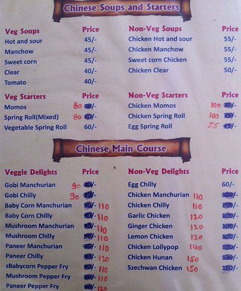 Menu at Chilli N Pepper, Bengaluru