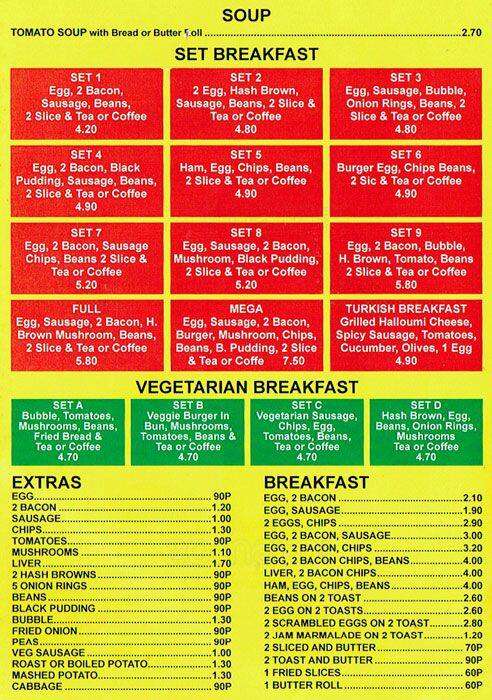 Crystal Cafe Menu, Menu v reštaurácii Crystal Cafe, Homerton, London ...