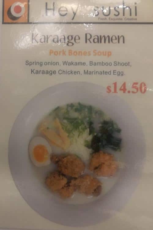 Menu at Hey Sushi restaurant, Wellington, 42 Dixon Street