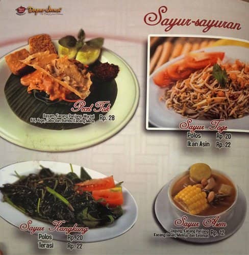 Menu at Dapur Jawa restaurant, Jakarta, RT.2/RW.1