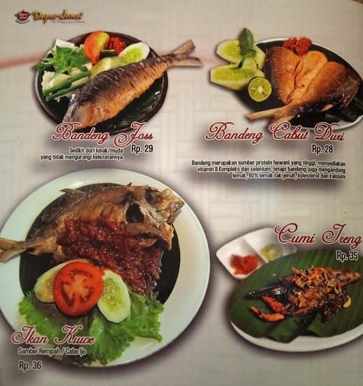 Menu at Dapur Jawa restaurant, Jakarta, RT.2/RW.1