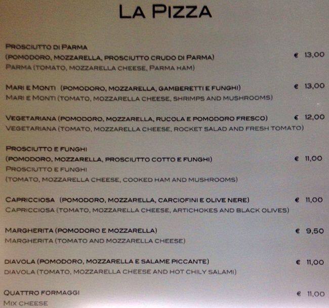 Menu da Cafè Martini pub & bar, Milano, Via dei Mercanti