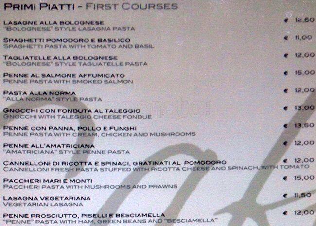 Menu da Cafè Martini pub & bar, Milano, Via dei Mercanti