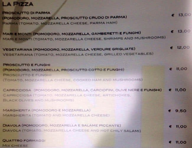 Menu da Cafè Martini pub & bar, Milano, Via dei Mercanti