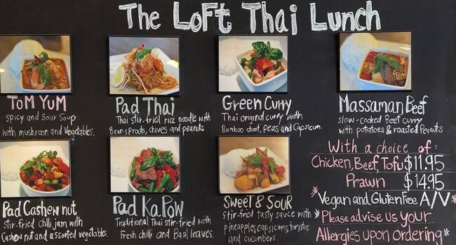Menu at The Loft Cafe, Fremantle, 60 Adelaide St