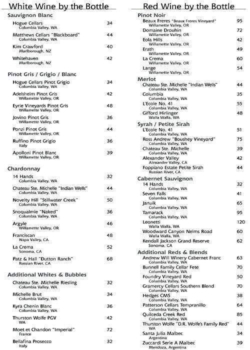 Menu at Ivar's fast food, Bothell