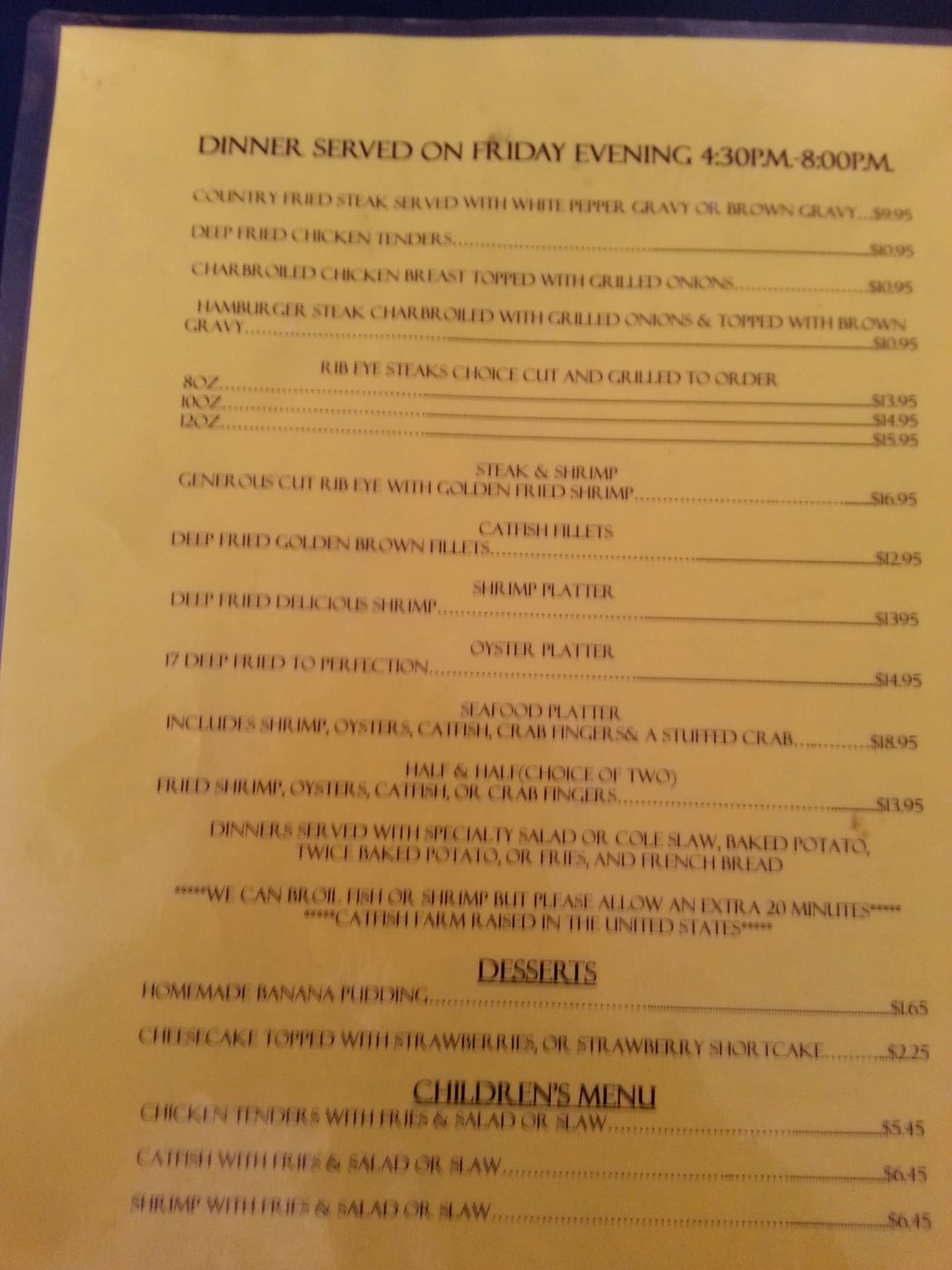 Menu at Ms Piggy restaurant, Biloxi, Lorraine Rd