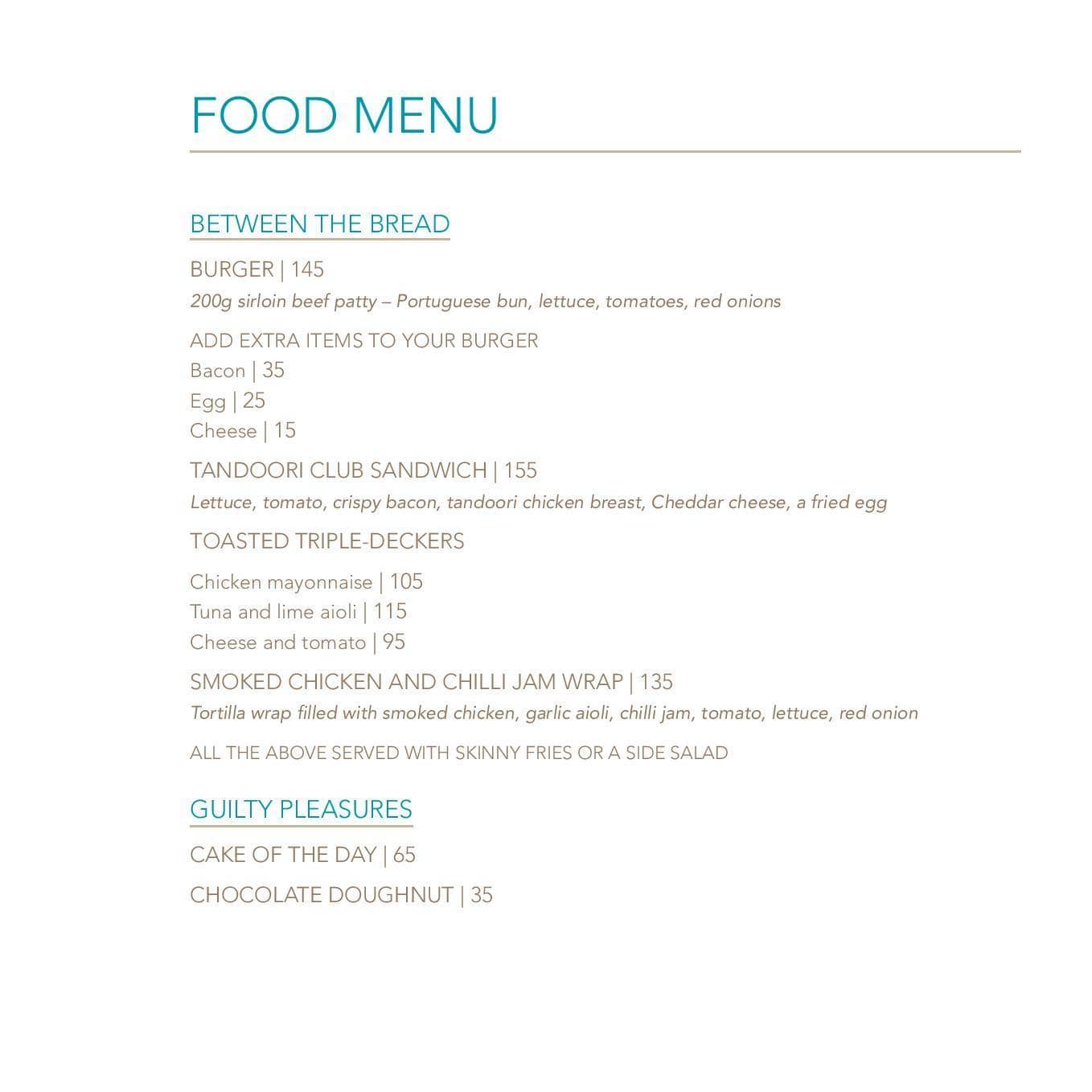 Carta del café Hilton Durban, Durban