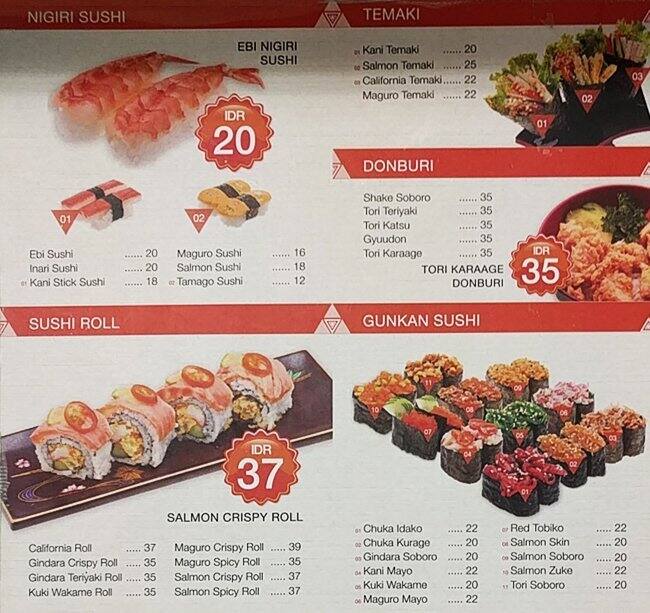 Menu at Tora restaurant, Tangerang