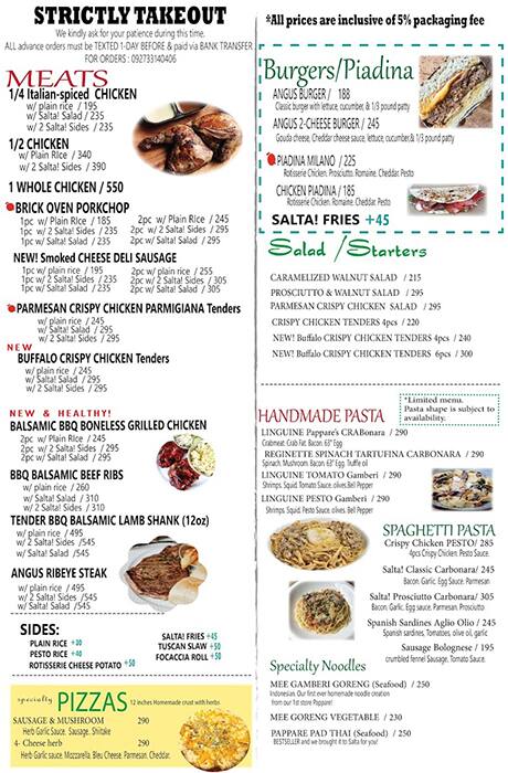 Carta de Salta! Italian Rotisserie Bar Matahimik st., Ciudad Quezon