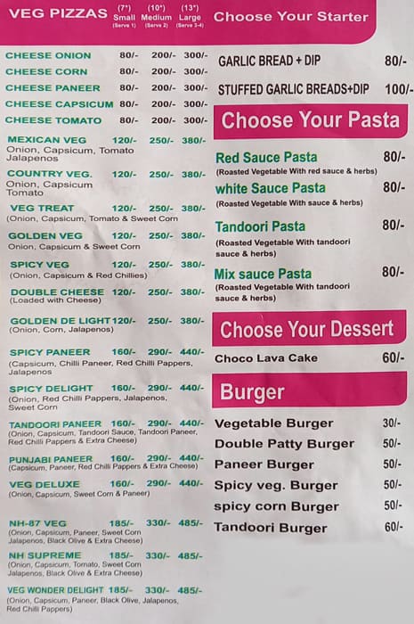 Menu of Pizza King Burger, NIT, Faridabad