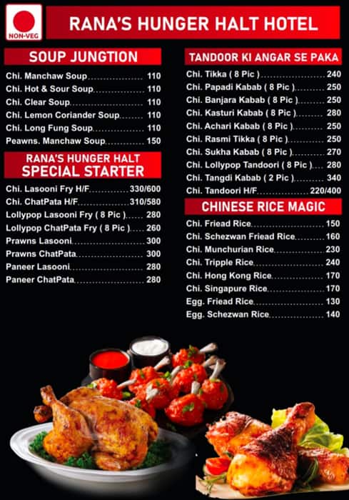 Menu at Rana's Hunger Halt Restaurant, Mumbai