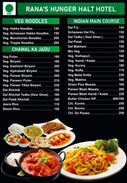 Menu at Rana's Hunger Halt Restaurant, Mumbai