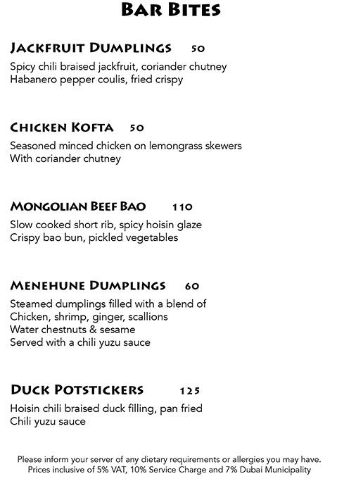 Menu at Trader Vic's Palm Jumeirah restaurant, Dubai