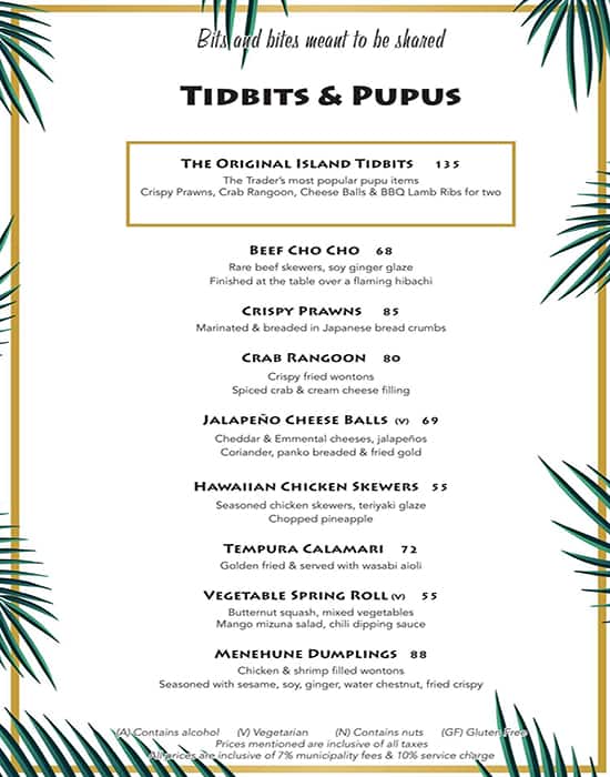 Menu of Trader Vic’s - Hilton Dubai Palm Jumeirah, Palm Jumeirah, Dubai
