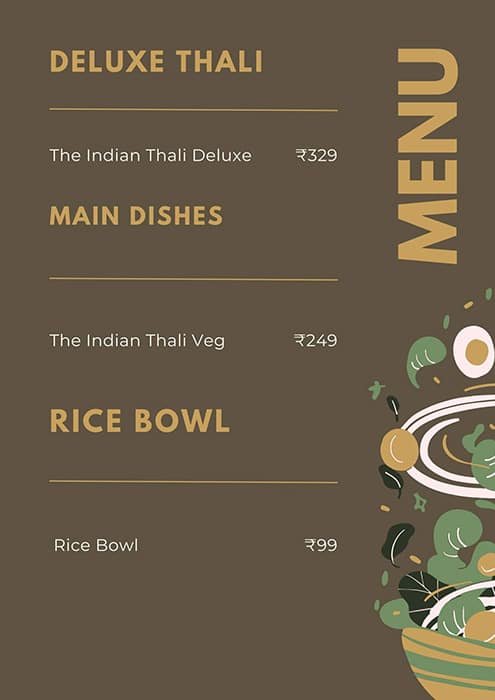 Menu at The Indian Thali, Noida