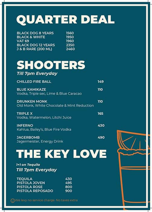 Menu of House Of Commons, Yelahanka, Bangalore