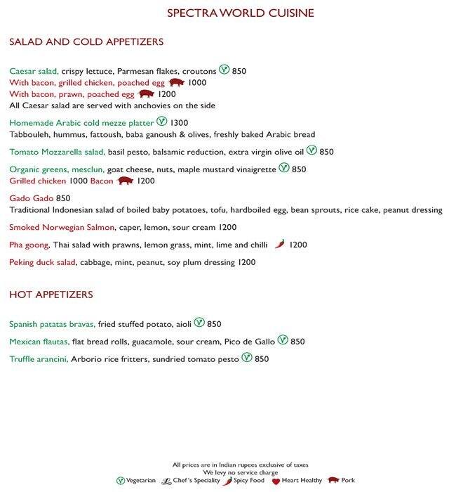 Spectra - The Leela Ambience Menu - Zomato