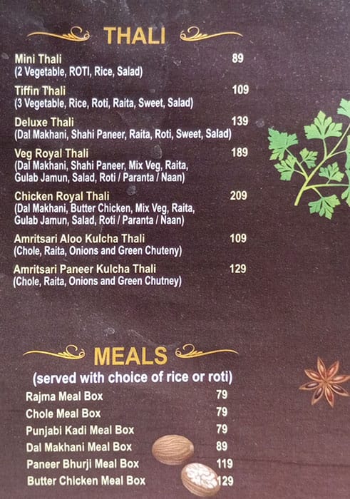 Menu of Silver Spoon, Kalkaji, New Delhi