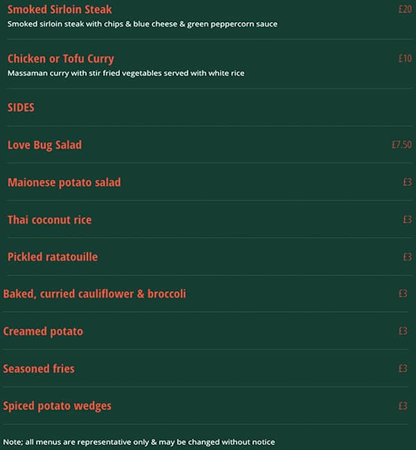 Menu at Archipelago restaurant, London, 53 Cleveland Street