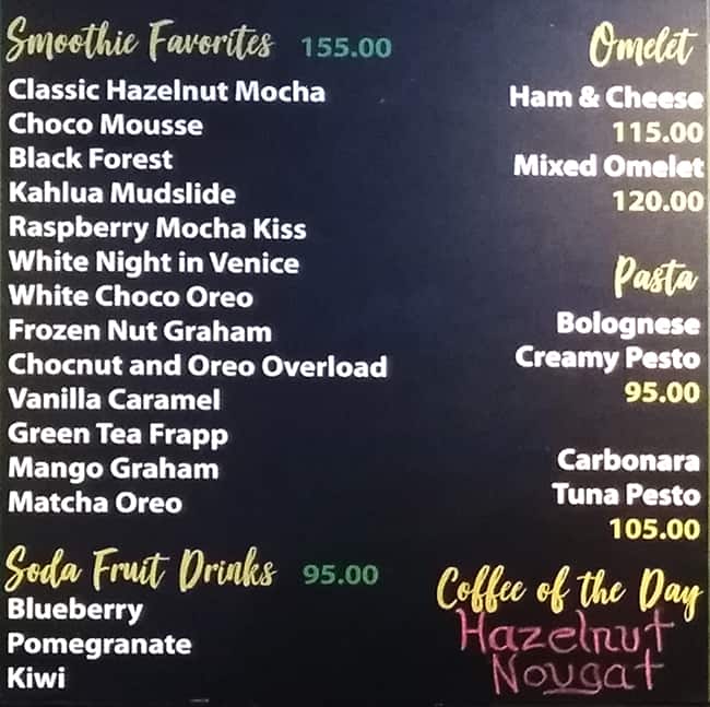 Menu at Bean Perk restaurant, Mandaluyong, 373 Boni Ave