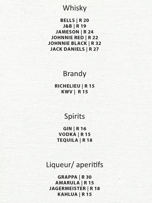 Menu at Saltwater Grill restaurant, Cape Town, Cnr Forest & Howard Drive