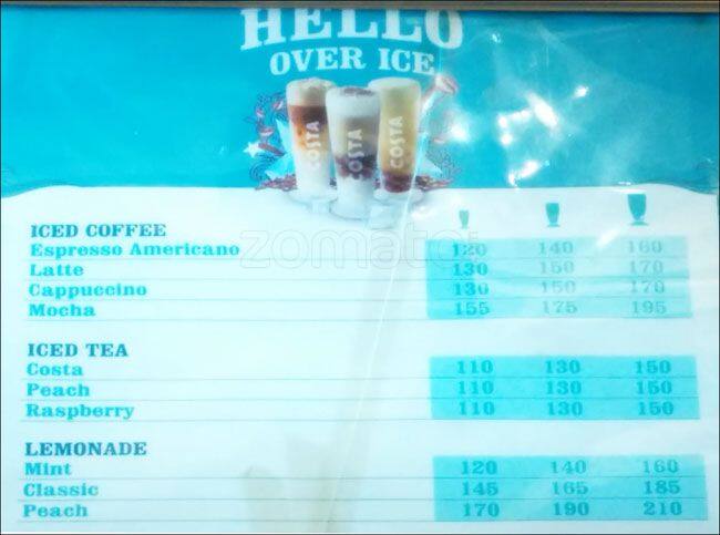 Menu at Costa Coffee, Delhi, G22