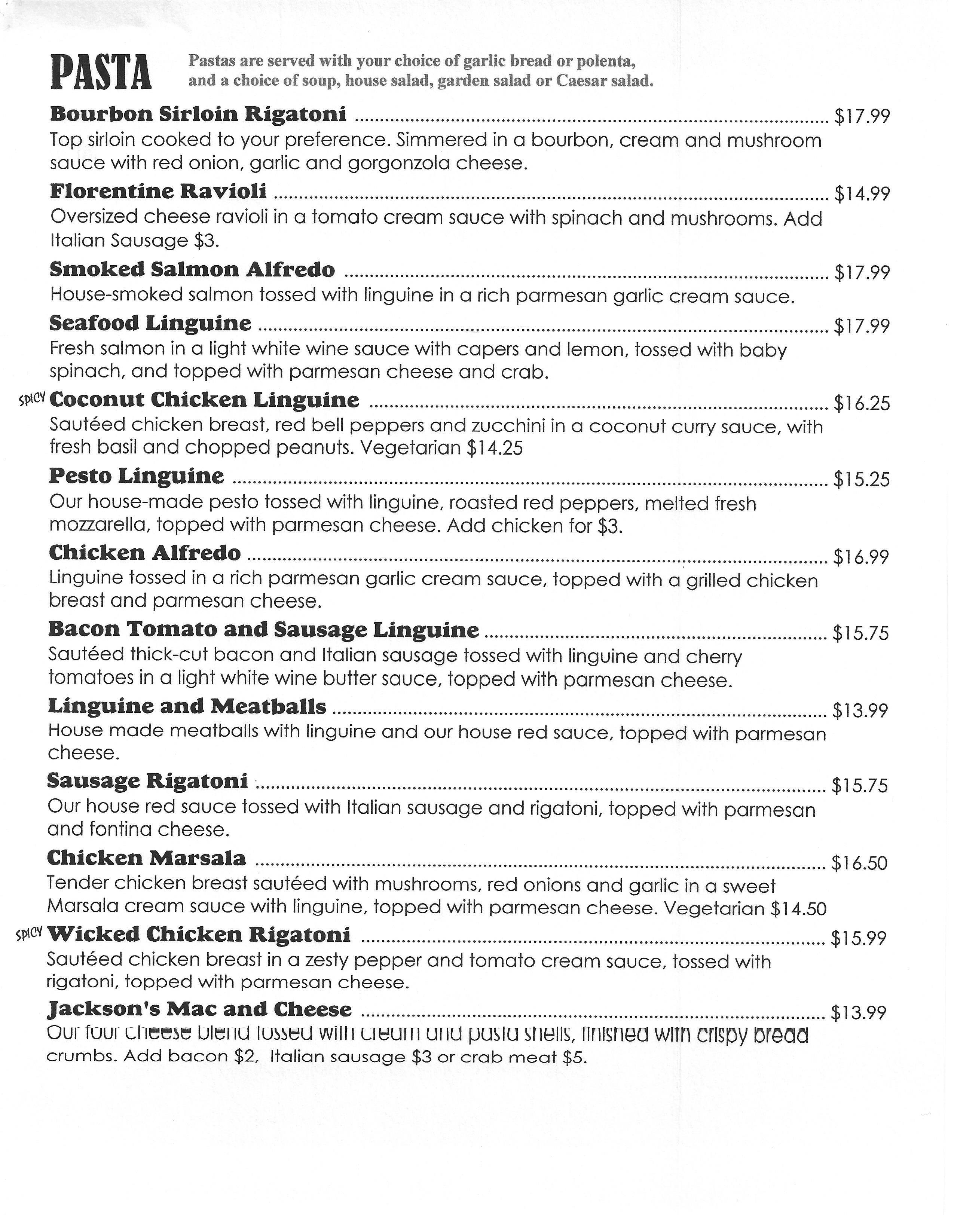 Menu at Jackson's Restaurant, Enumclaw