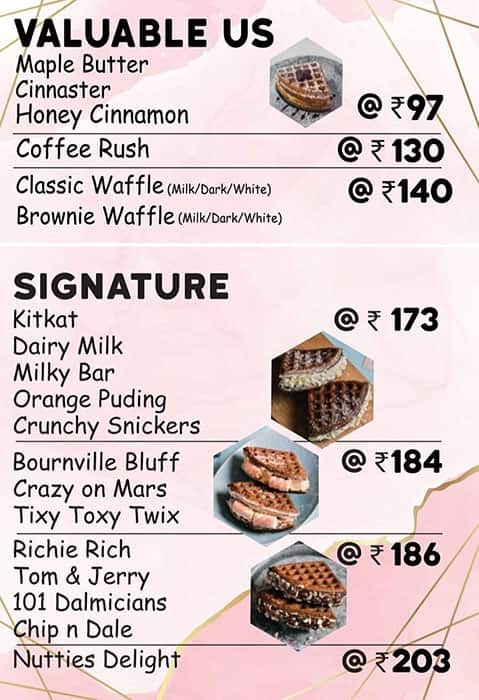 Menu at Wonderland of waffles, Mumbai, PL 1119