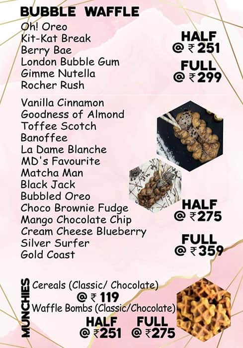 Menu at Wonderland of waffles, Mumbai, PL 1119