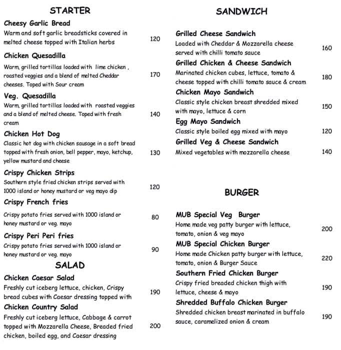 Menu of Mini's Urban Bites, Peelamedu, Coimbatore