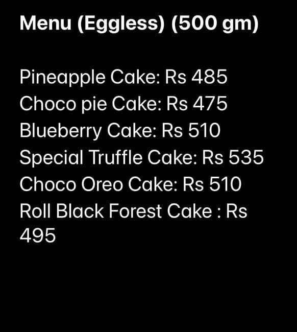 Menu of Cake Point, Mumbai Central, Mumbai