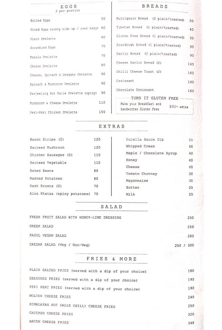 Menu at AMA Cafe, Dehradun